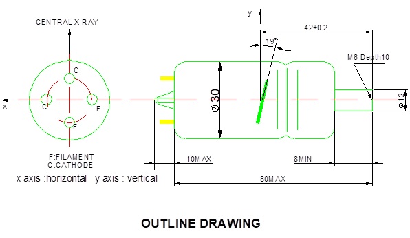 Stationary Anode Dental X Ray Tube 19 Degree Target Angle Durable For ...